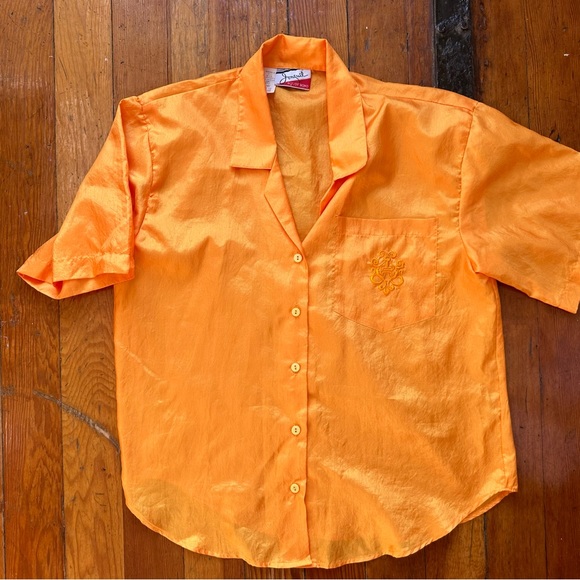 Tops | Vintage Woman Orange Button Up | Poshmark